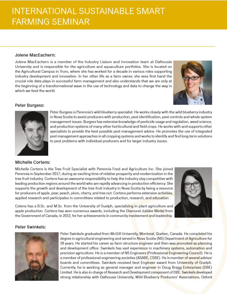 Seminar Schedule Precision Agriculture Research Program Dalhousie University